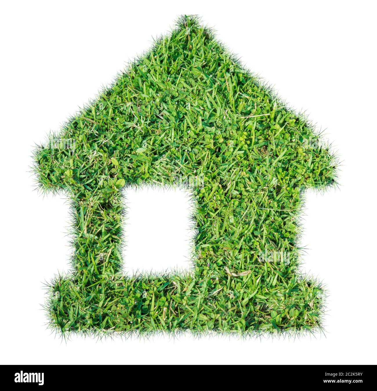 Abstract green grass house icon on over white background Stock Photo ...