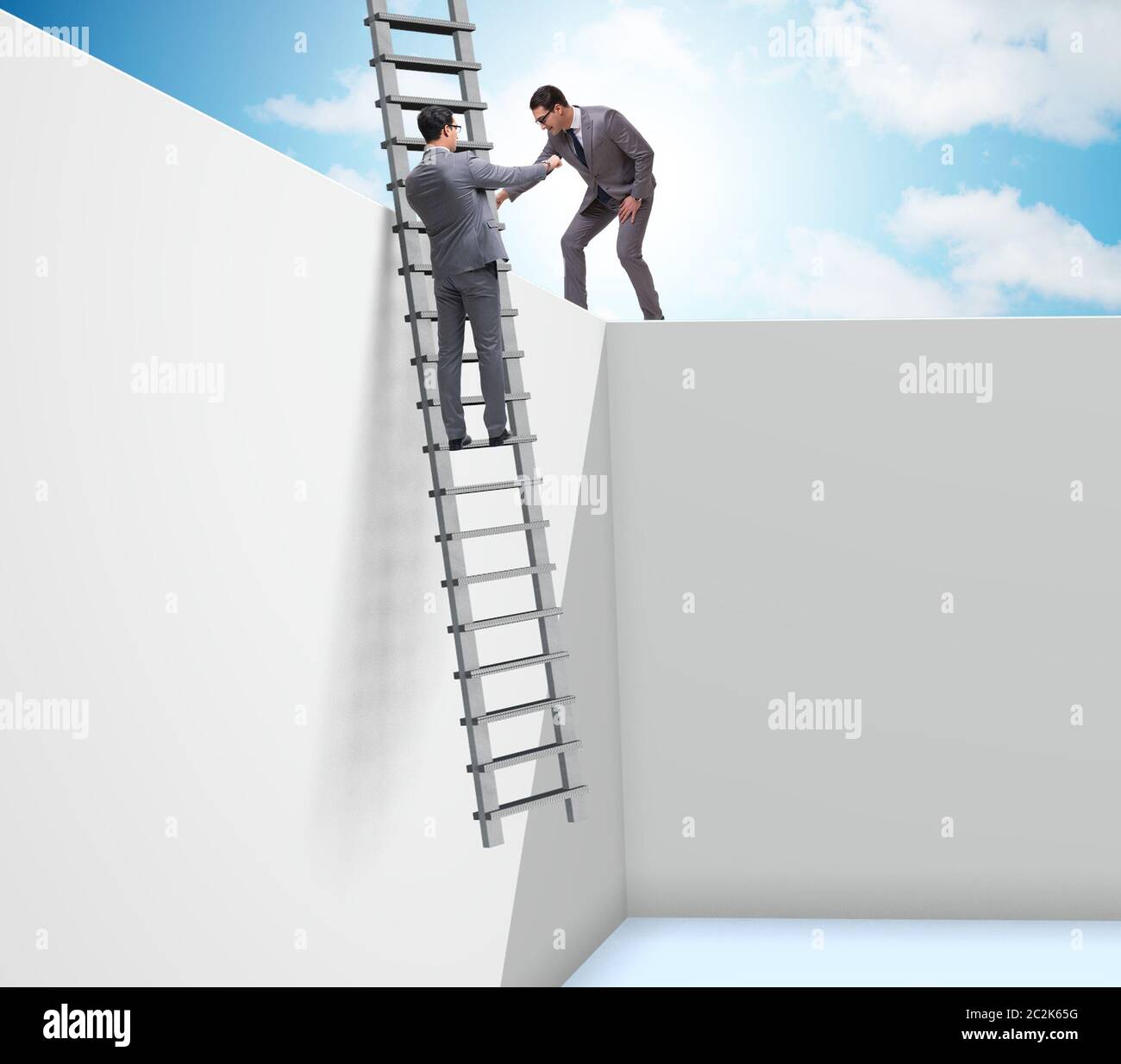 Businessman helping colleague to escape from problems Stock Photo - Alamy