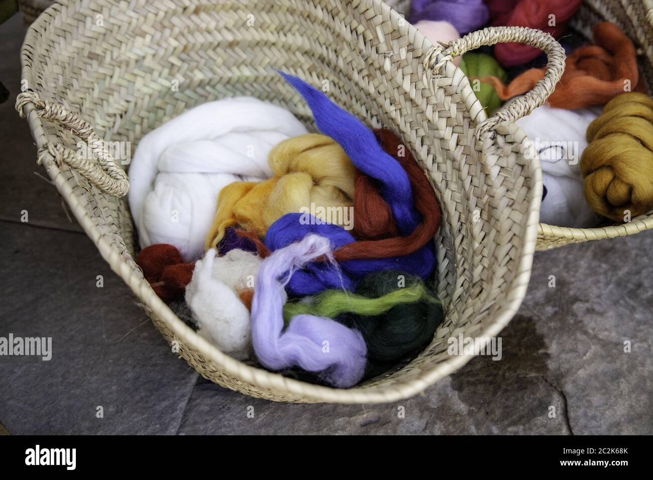 Old wool clews, detail of animal fabric, handicraft Stock Photo - Alamy