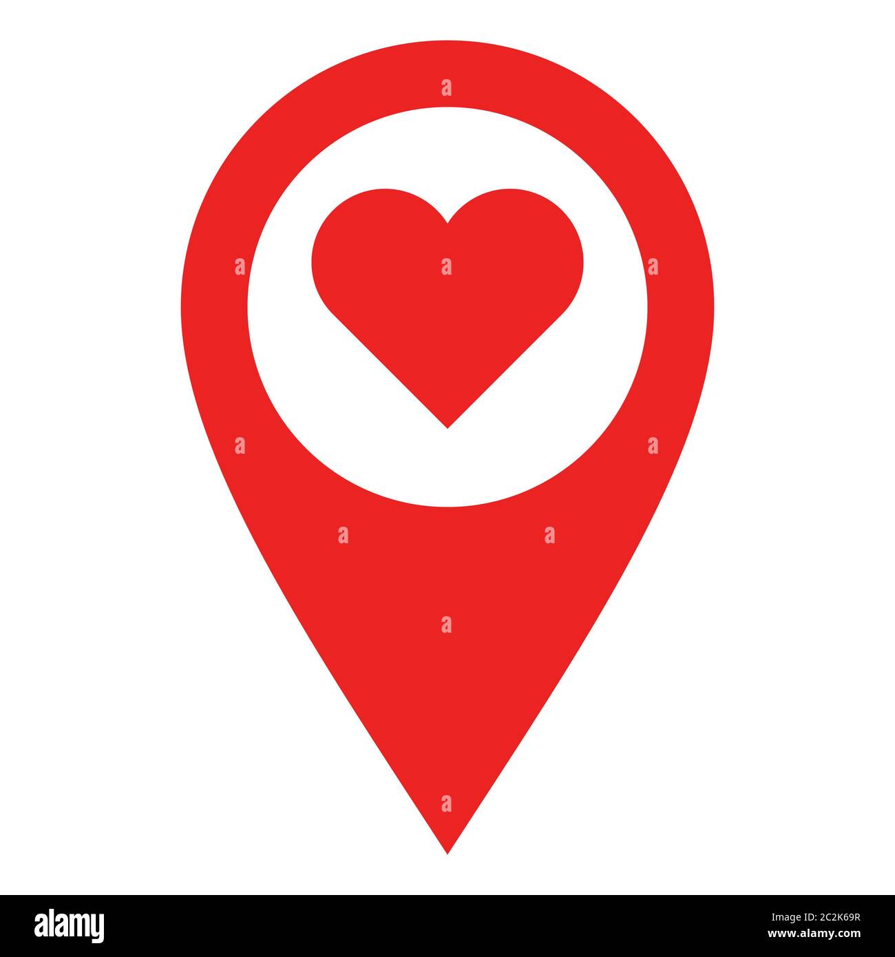Heart and location pin Stock Photo - Alamy