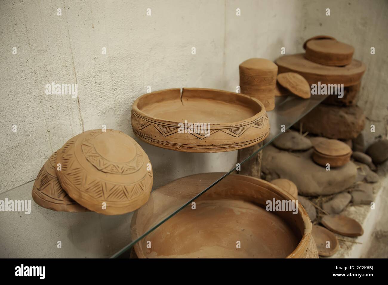 Ancient clay objects, detail of handicraft in cooked clay Stock Photo ...