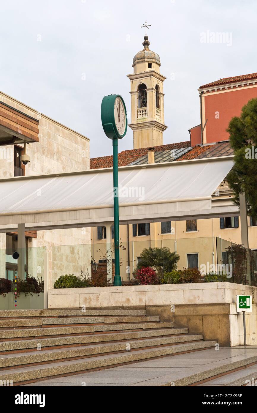 Pole Clock at Train Station in Venice Italy Stock Photo - Alamy