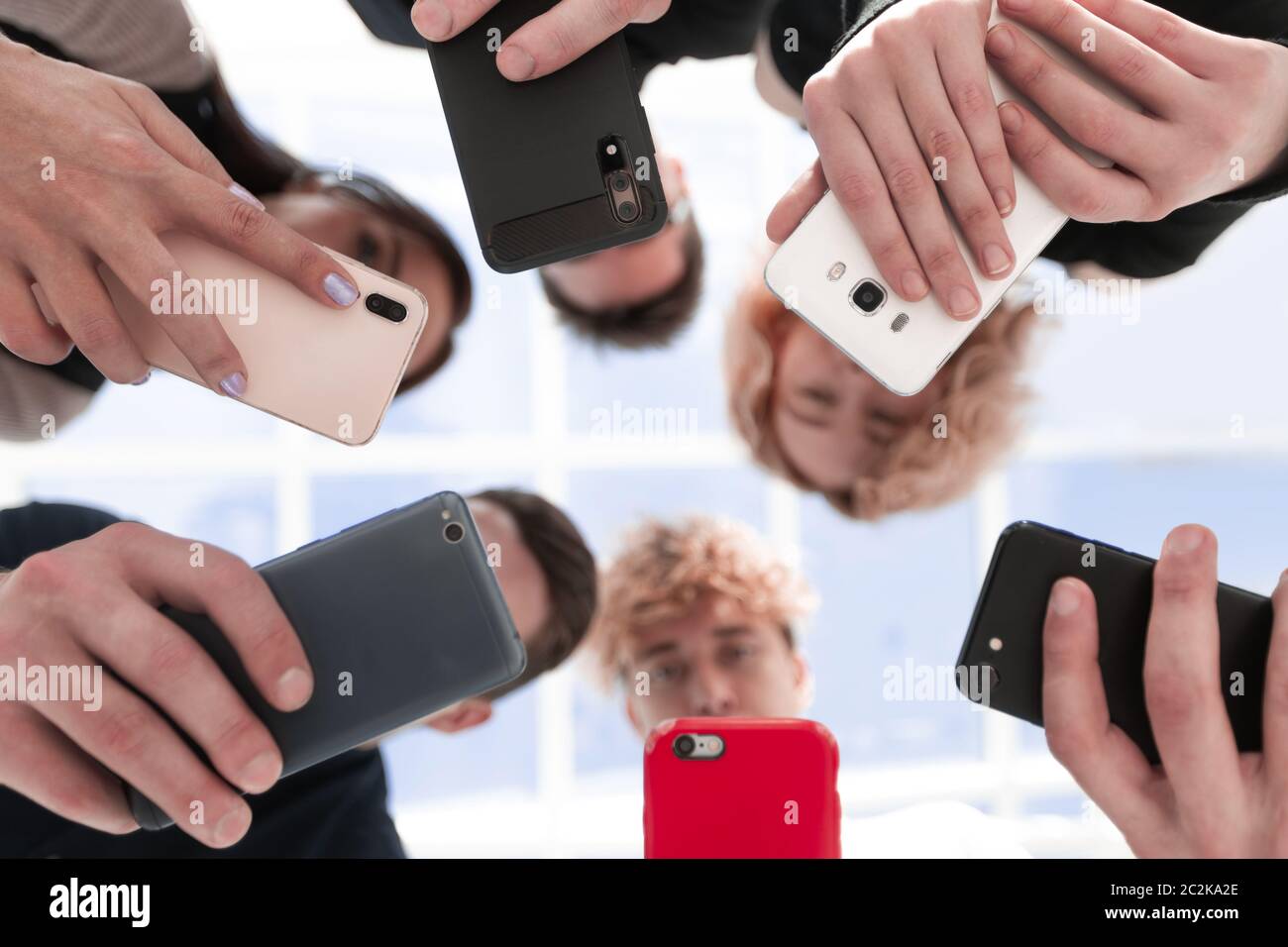 Bottom view woman using mobile hi-res stock photography and images - Alamy