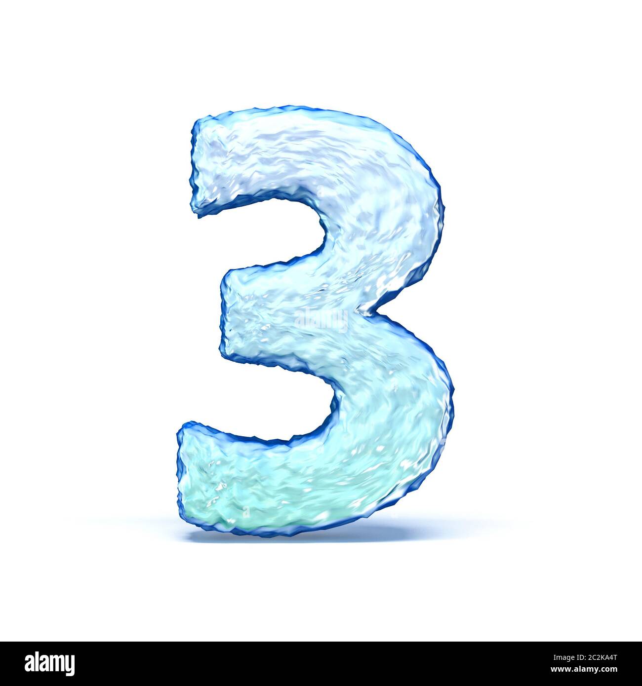 Ice crystal font Number 3 THREE 3D render illustration isolated on ...