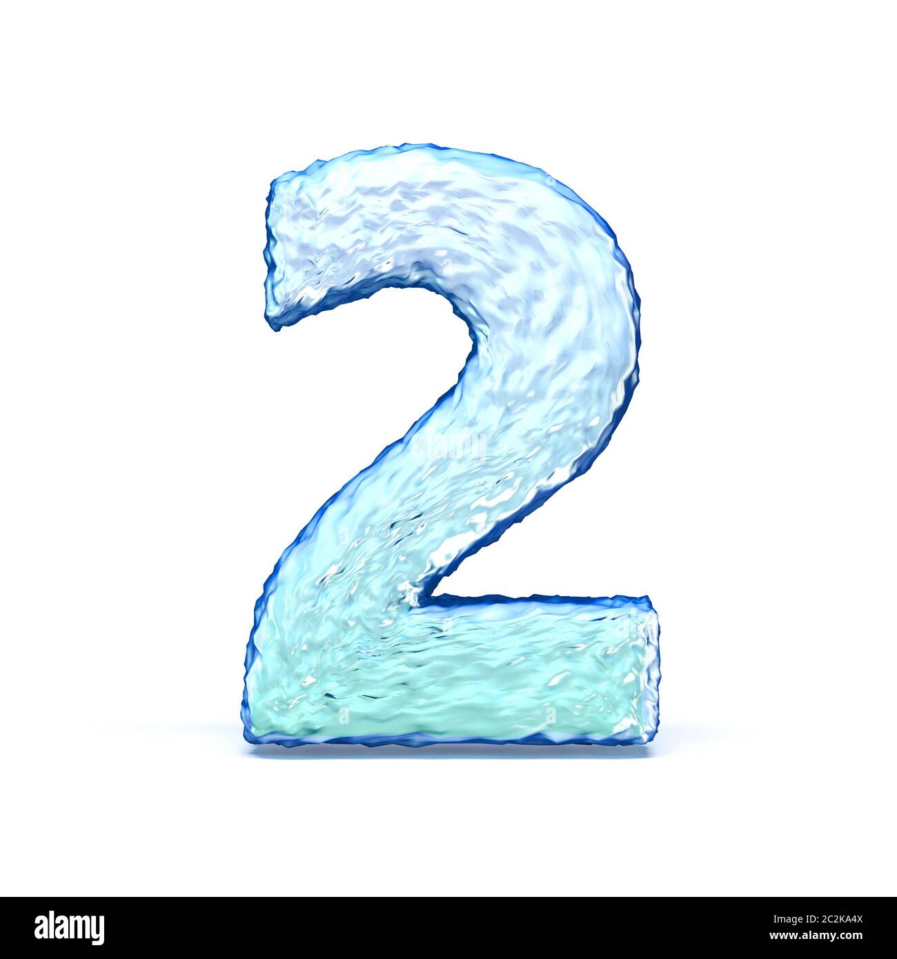 Ice crystal font Number 2 TWO 3D render illustration isolated on white ...