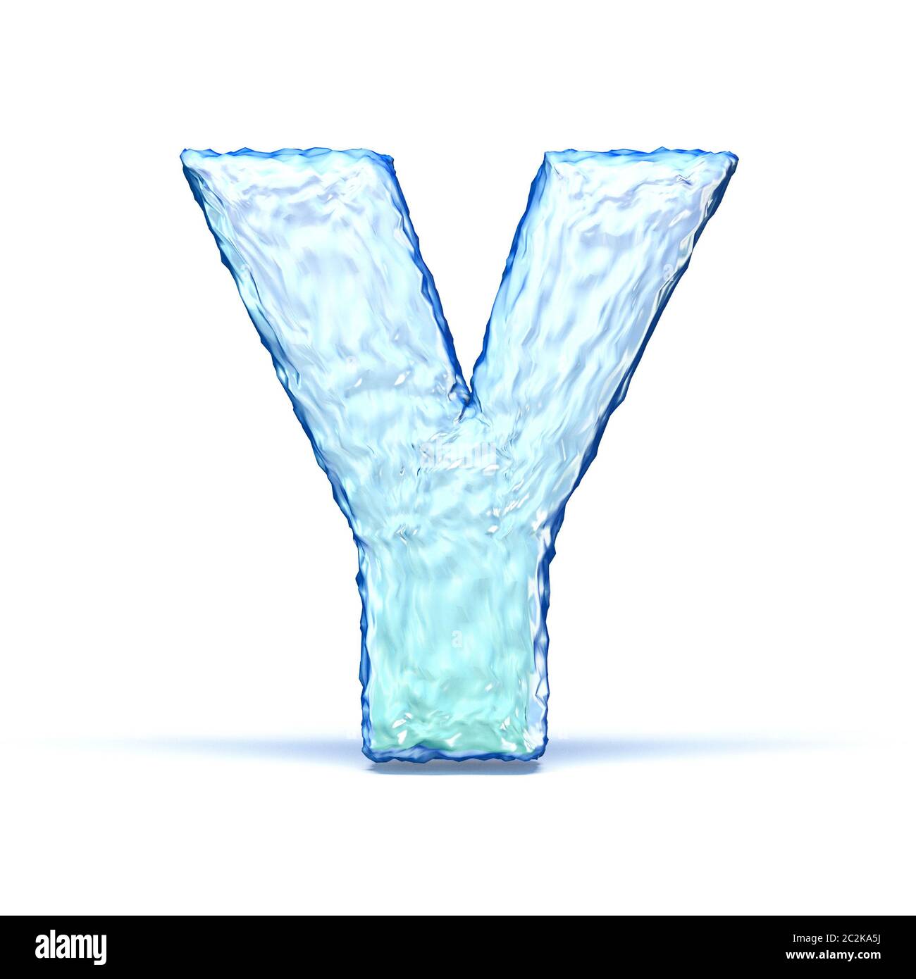 Ice crystal font letter Y 3D render illustration isolated on white ...