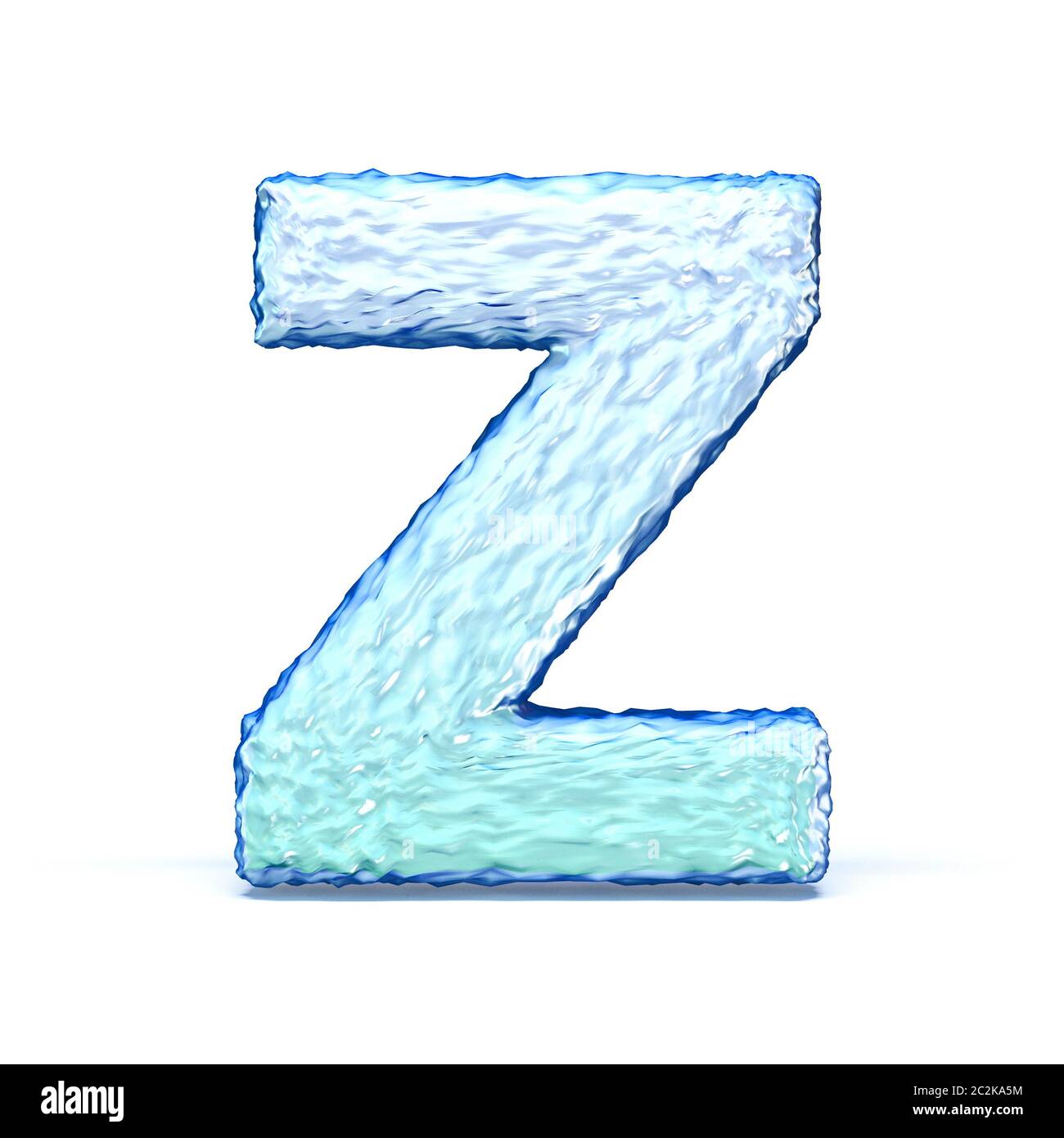 Ice crystal font letter Z 3D render illustration isolated on white ...