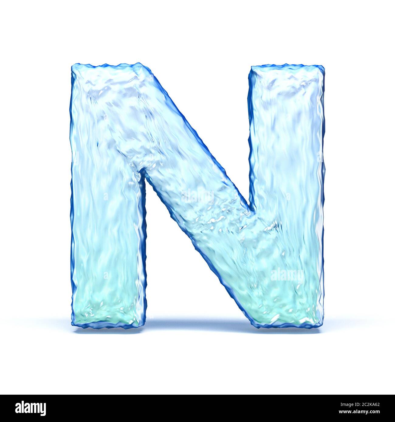 Ice crystal font letter N 3D render illustration isolated on white ...