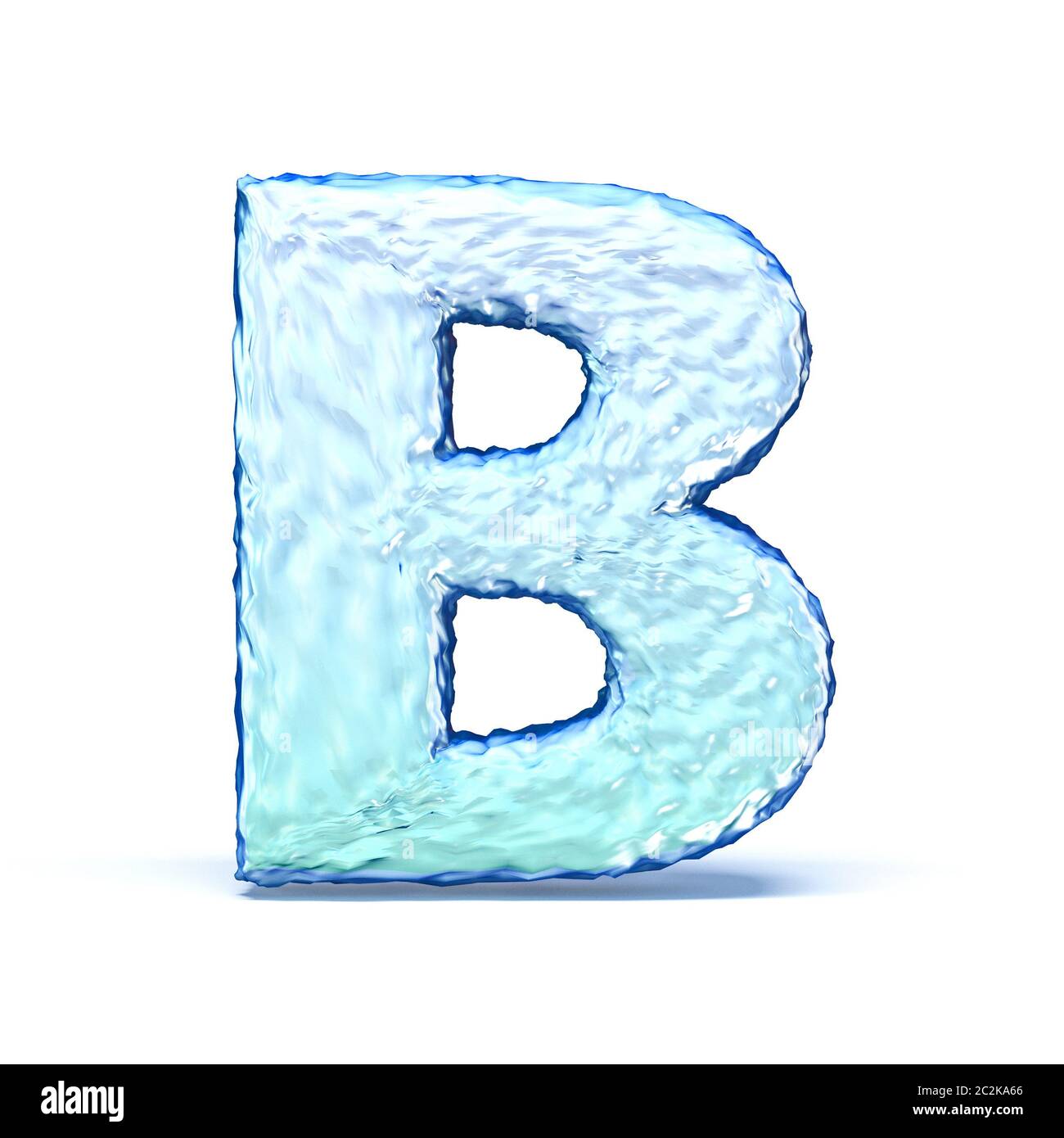 Ice crystal font letter B 3D render illustration isolated on white ...