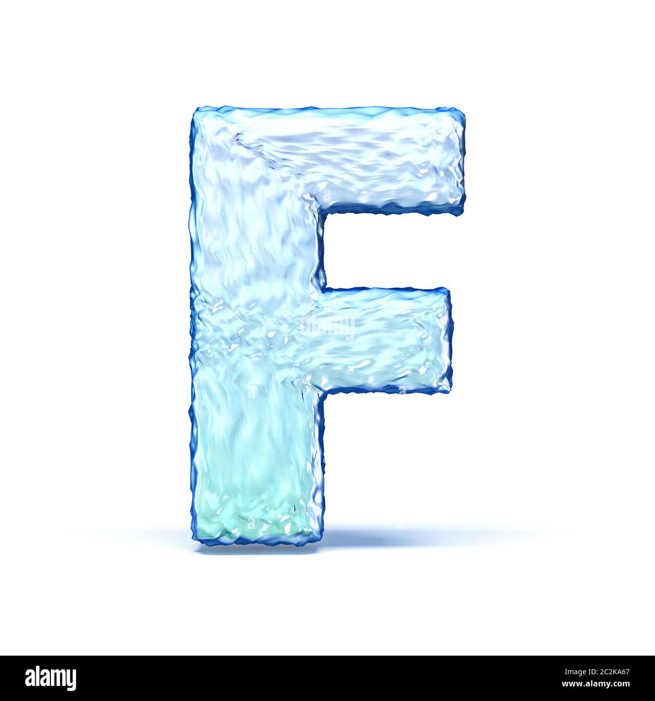 Ice crystal font letter F 3D render illustration isolated on white ...