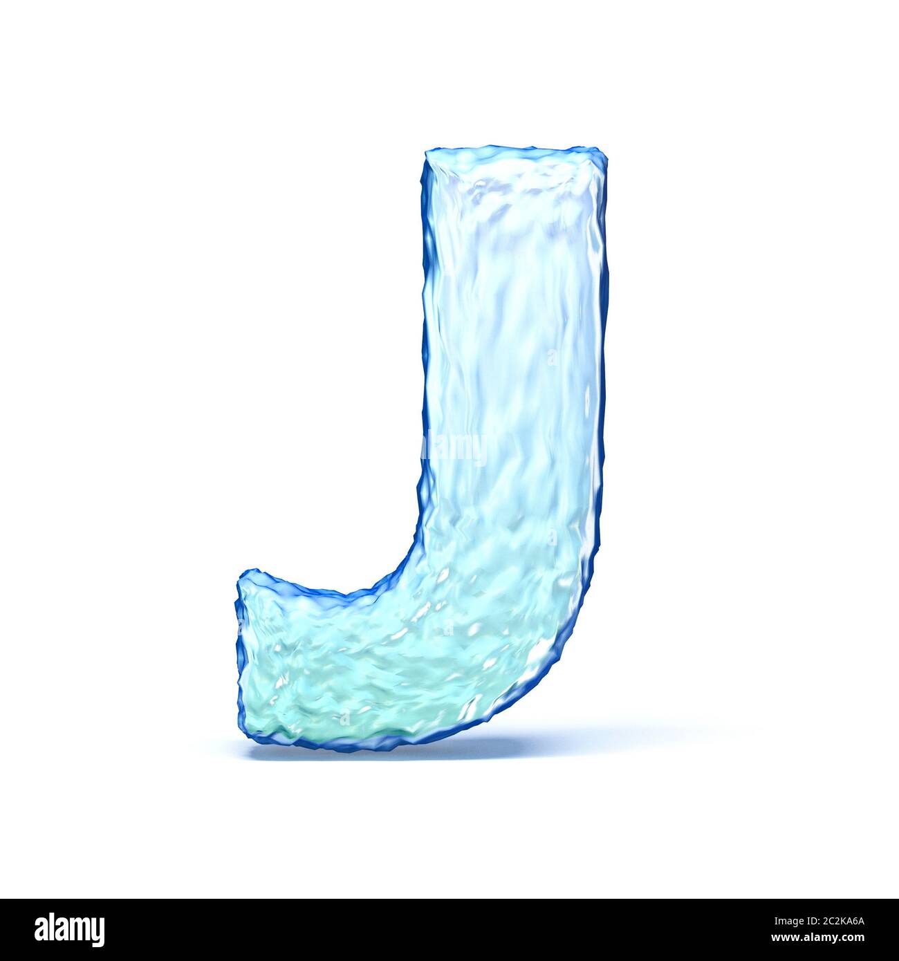 Ice crystal font letter J 3D render illustration isolated on white ...