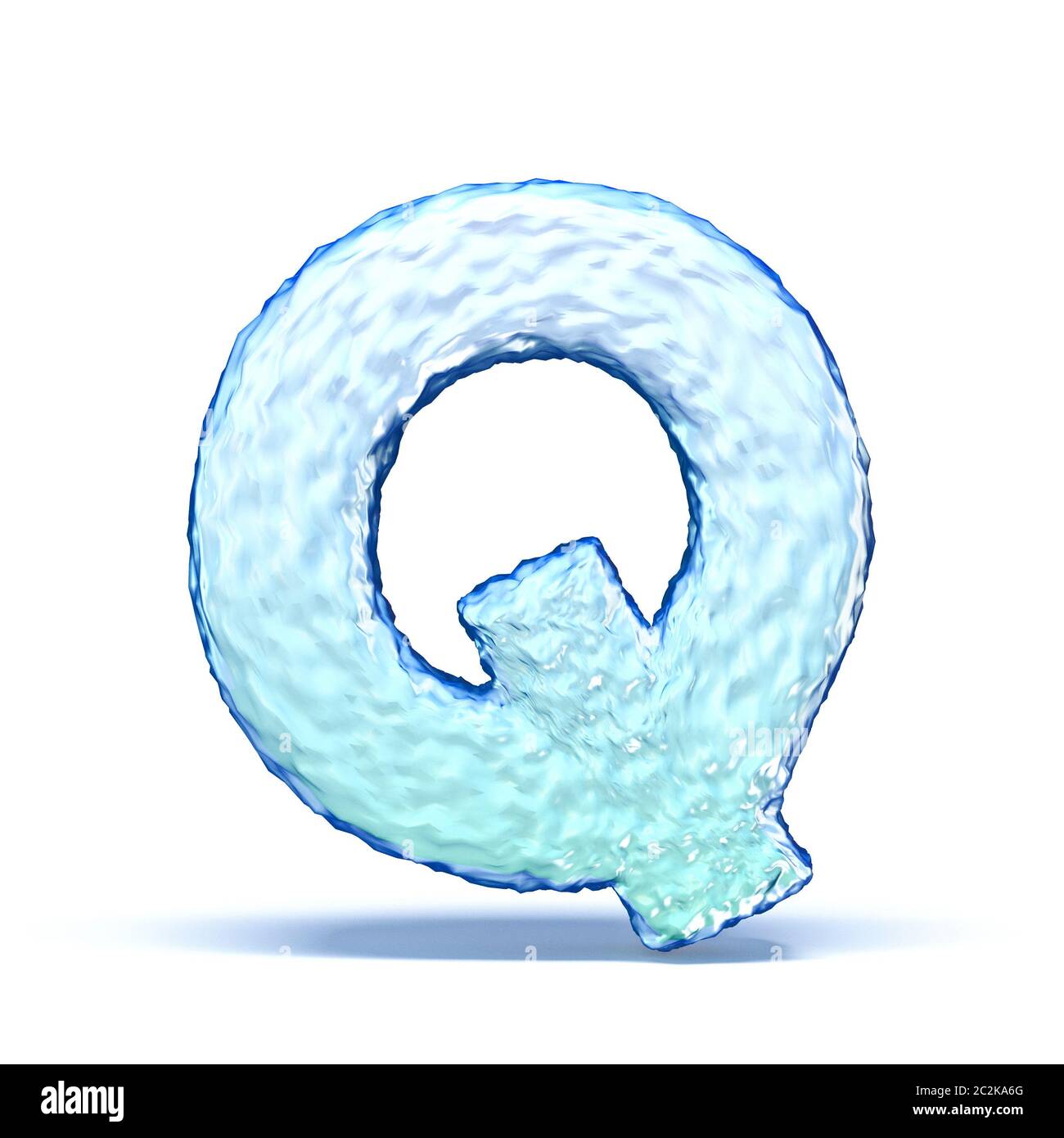 Ice crystal font letter Q 3D render illustration isolated on white ...