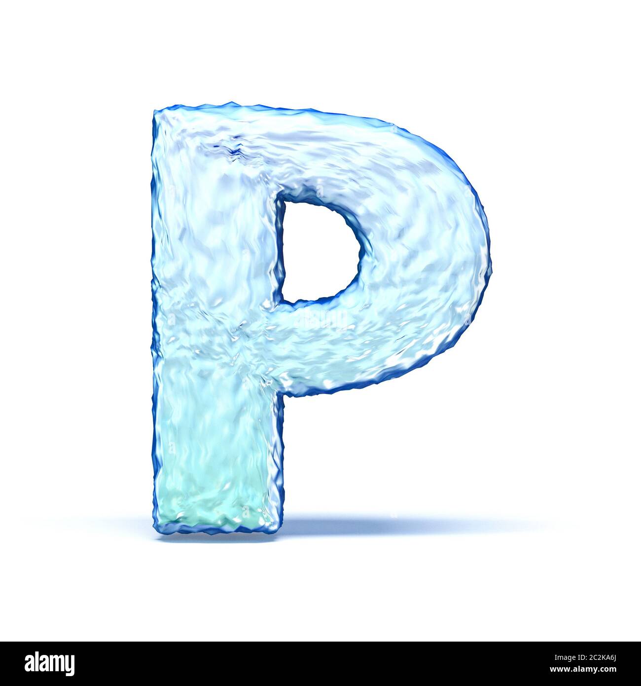 Ice crystal font letter P 3D render illustration isolated on white ...