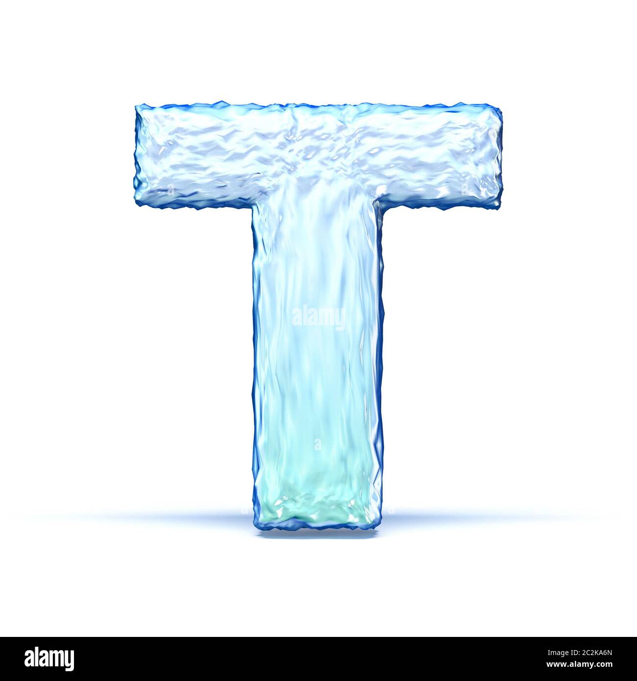 Ice crystal font letter T 3D render illustration isolated on white ...