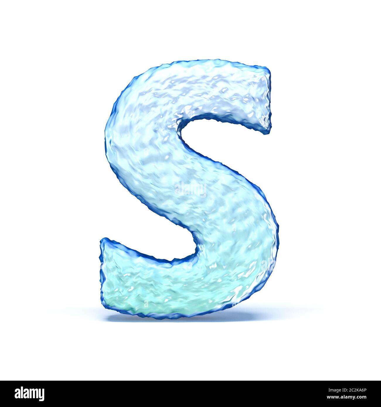 Ice crystal font letter S 3D render illustration isolated on white ...
