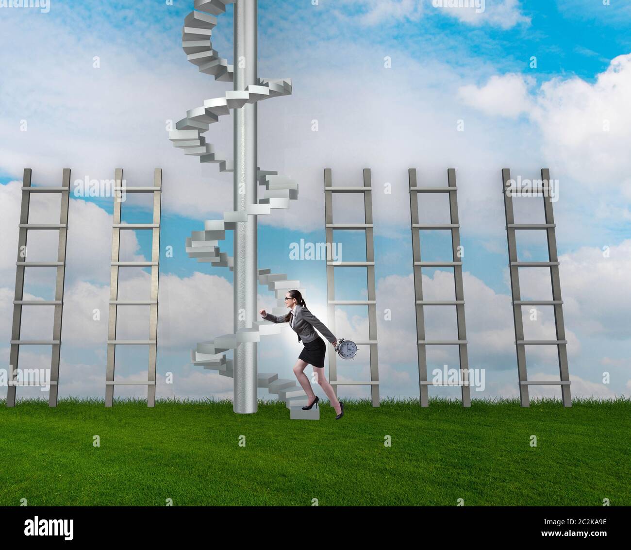 The career progression concept with ladders and staircase Stock Photo ...