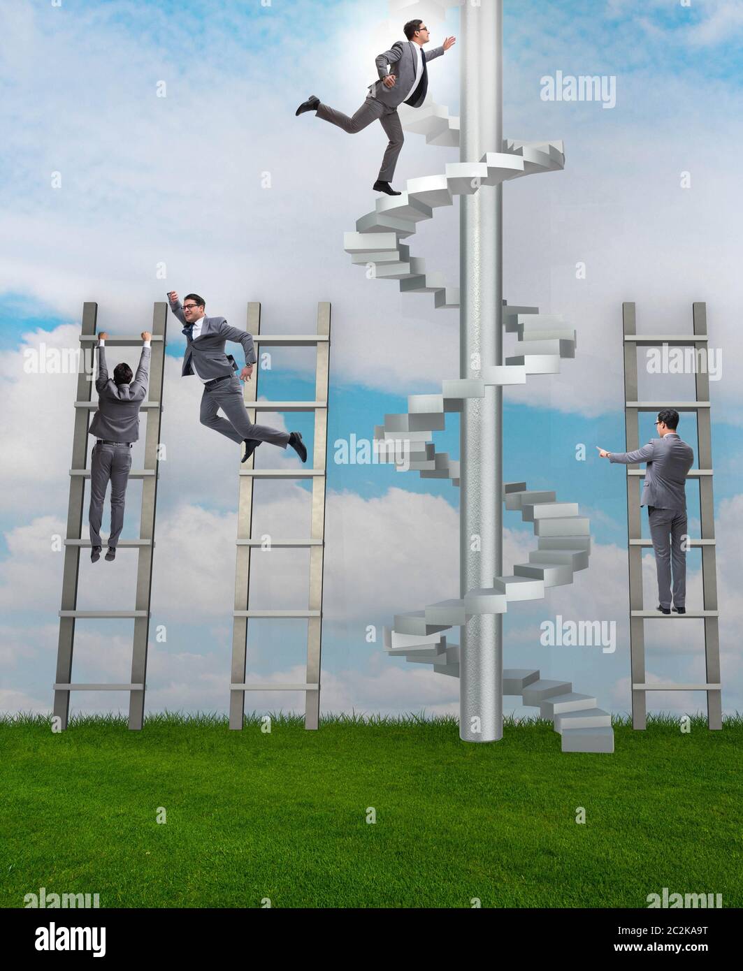 The competition concept with businessman beating competitors Stock ...