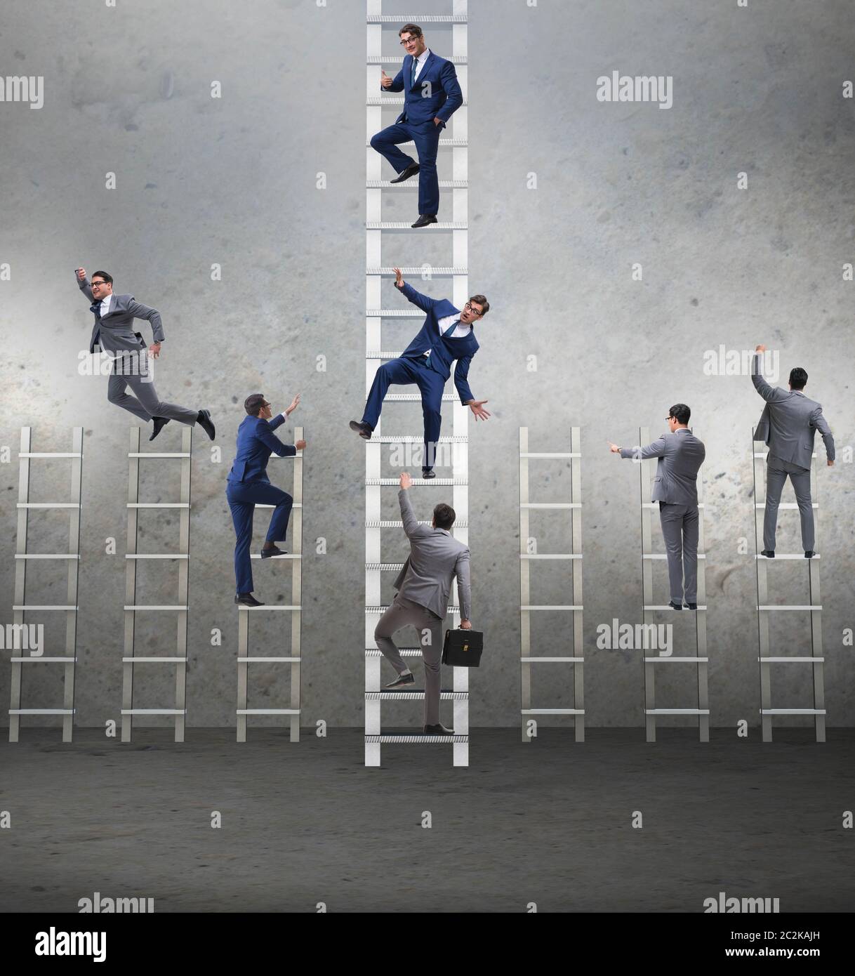 The competition concept with businessman beating competitors Stock ...