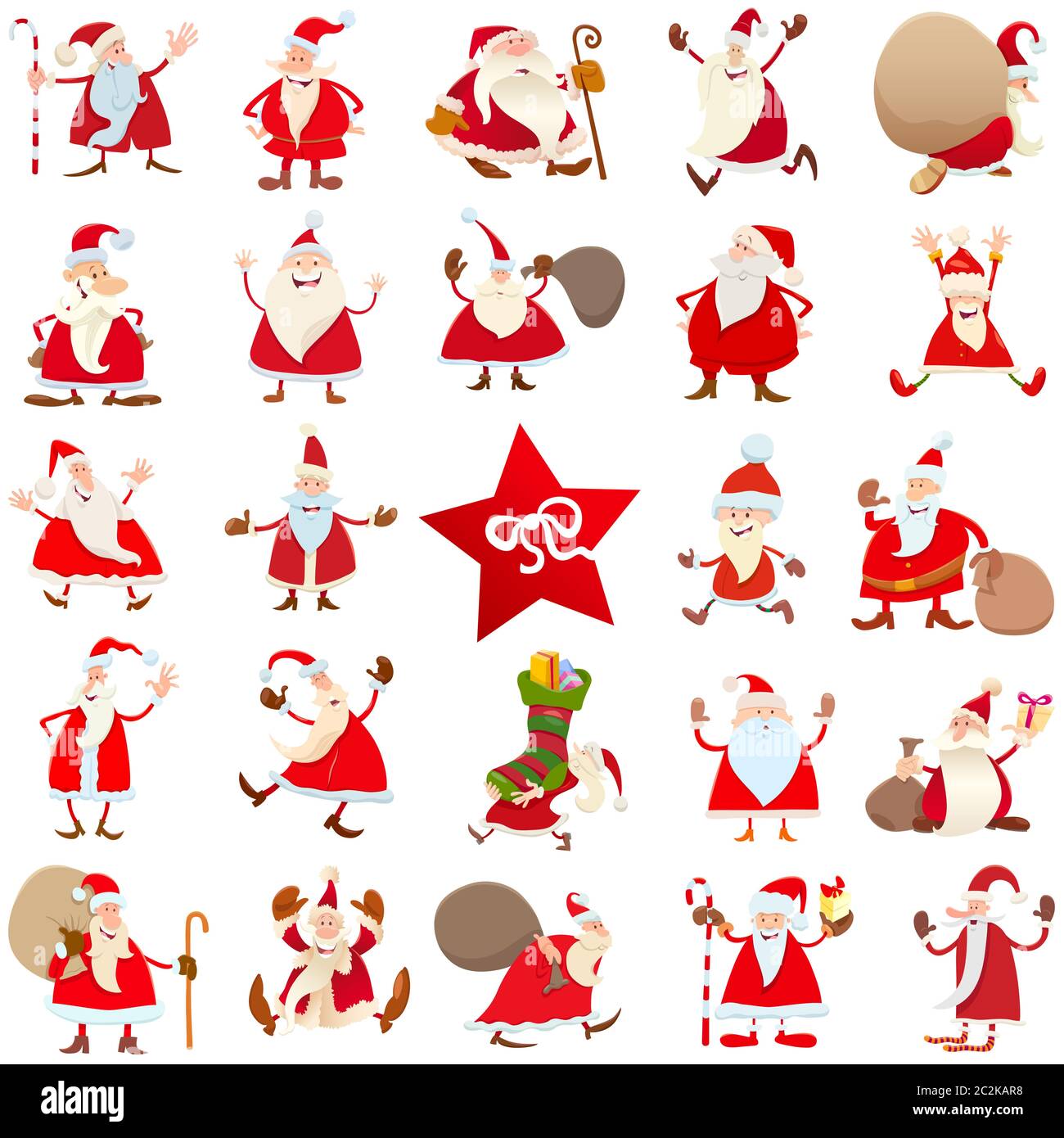 Santa Claus Christmas cartoon characters large set Stock Photo - Alamy