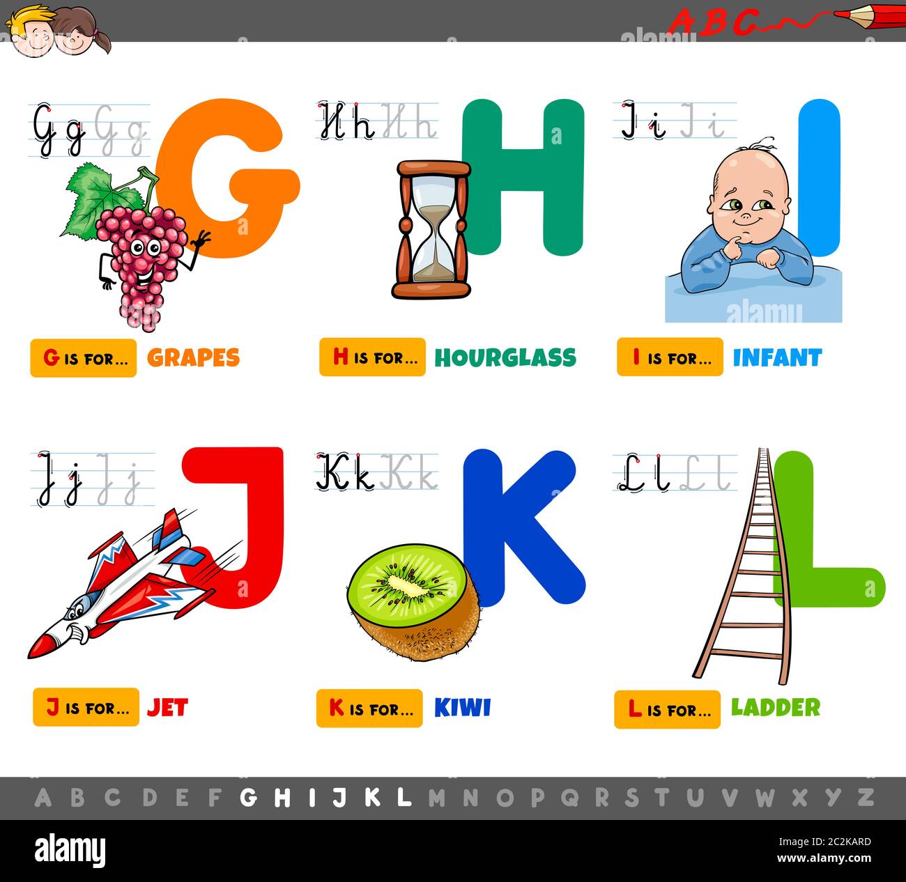 educational cartoon alphabet letters set for children Stock Photo - Alamy
