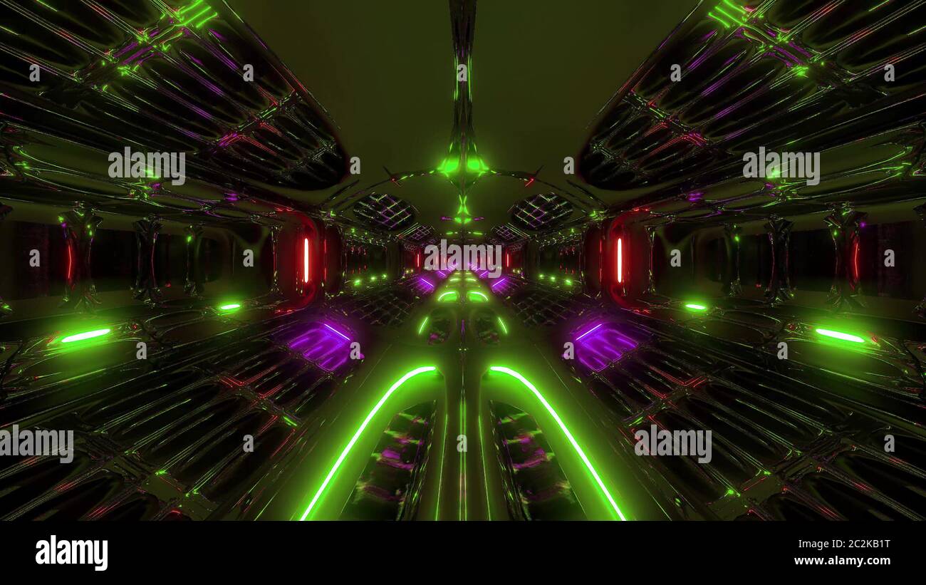 futuristic scifi fantasy alien hangar tunnel corridor 3d rendering ...