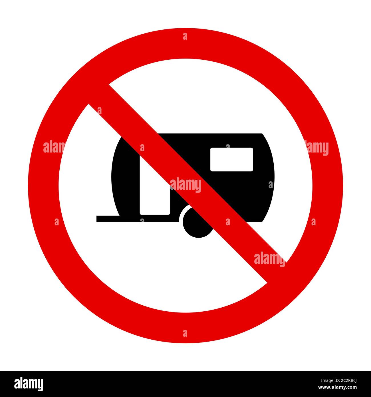 Trailer and prohibition sign Stock Photo - Alamy