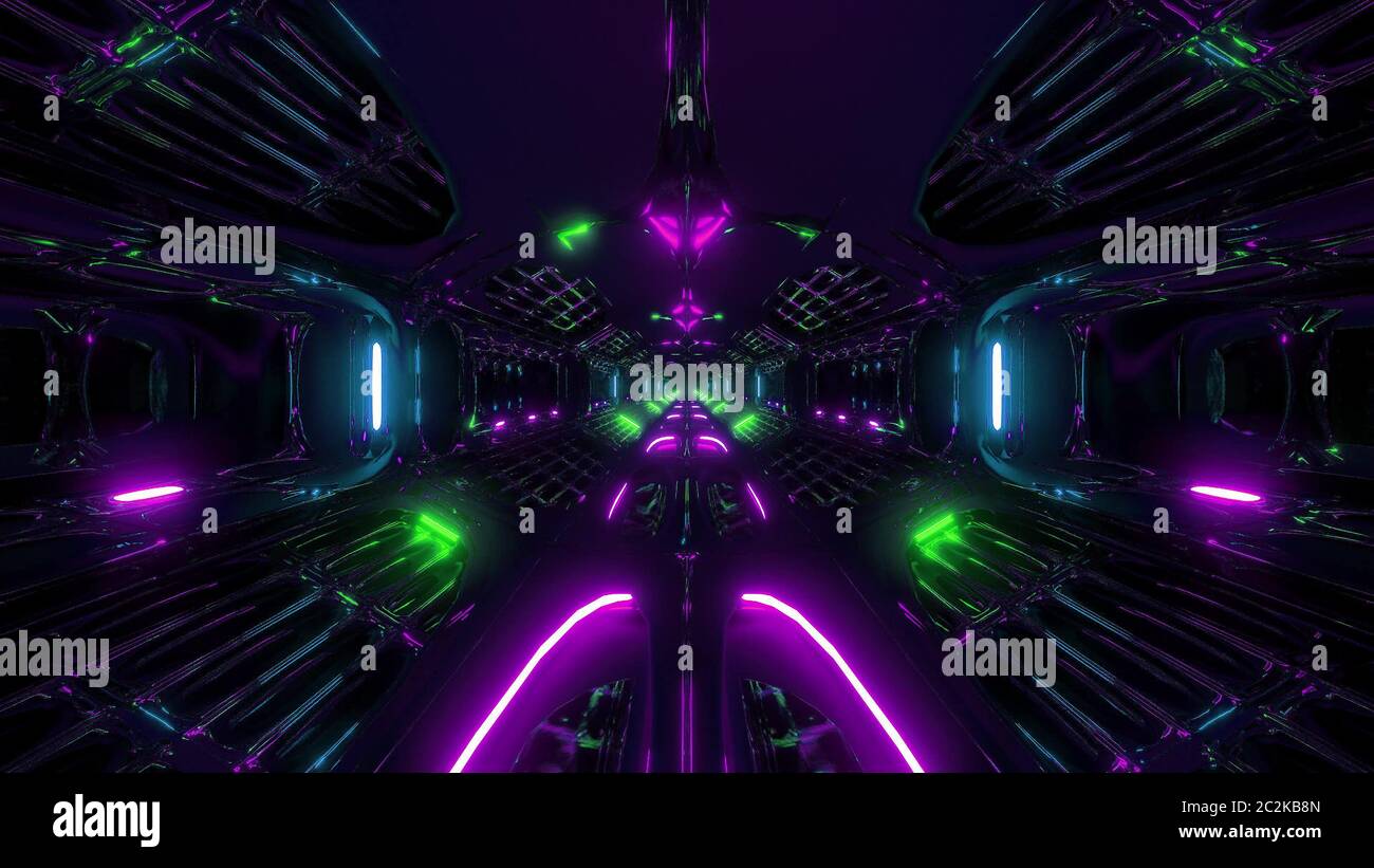 futuristic scifi fantasy alien hangar tunnel corridor 3d rendering ...