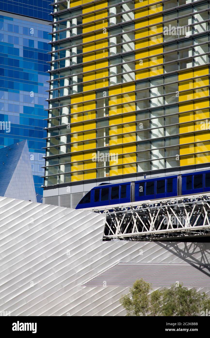 Monorail & Veer Tower at CityCenter, Las Vegas, Nevada, USA Stock Photo ...