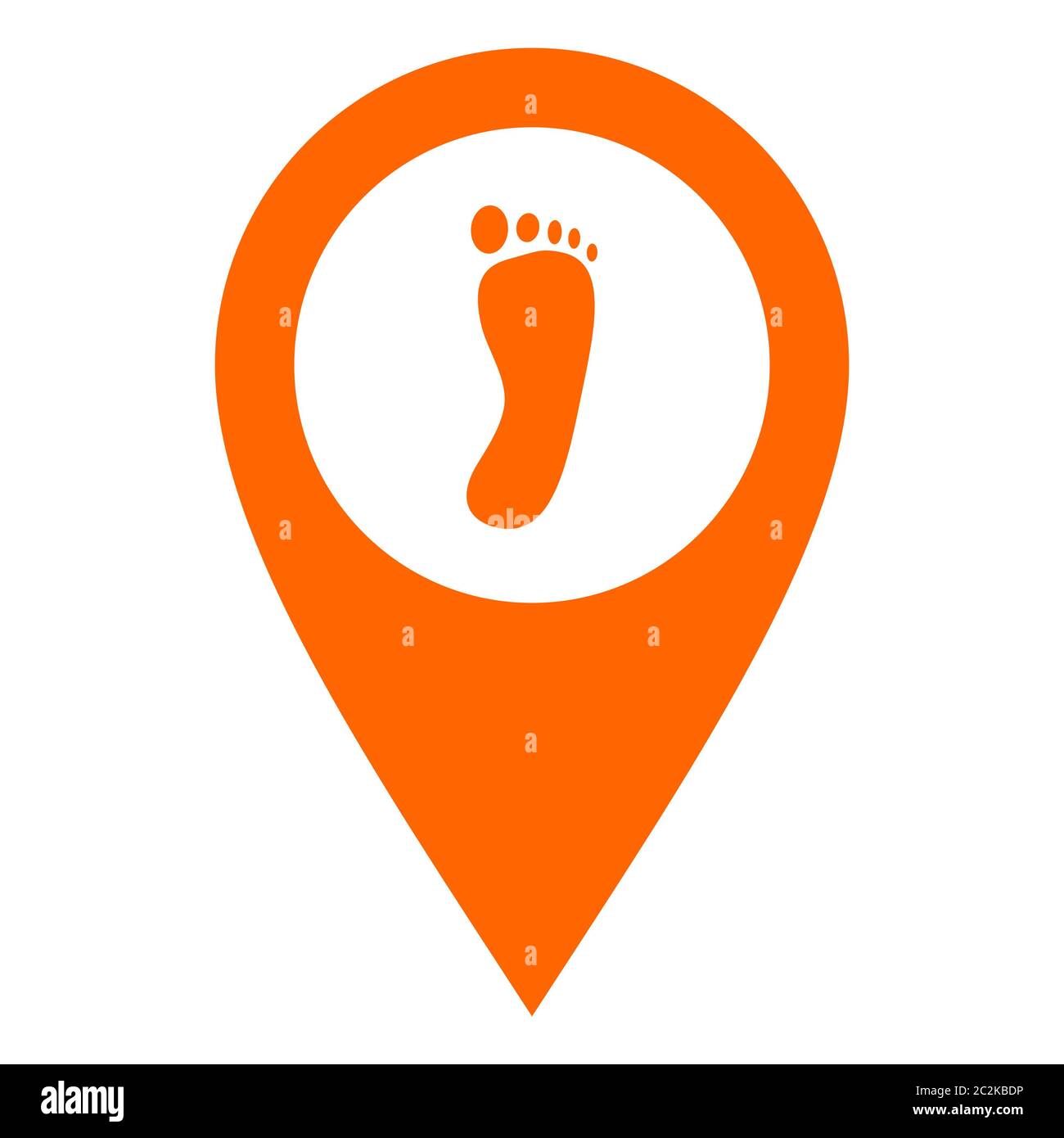 Foot and location pin Stock Photo - Alamy