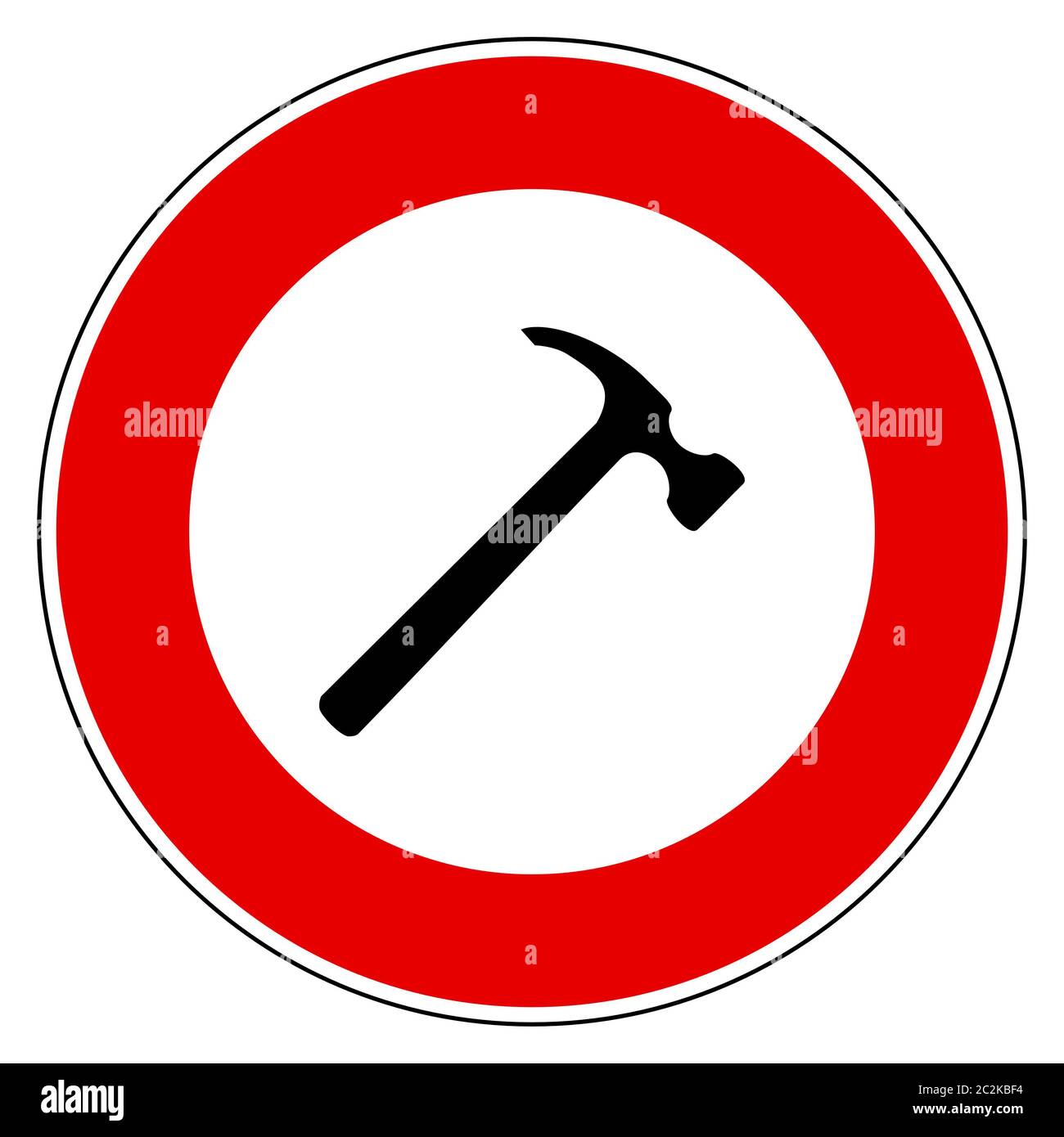Hammer and prohibition sign Stock Photo - Alamy