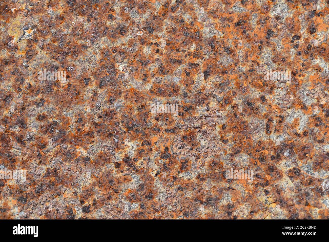 Old vintage bright rust stains of corroded surface over grey steel ...