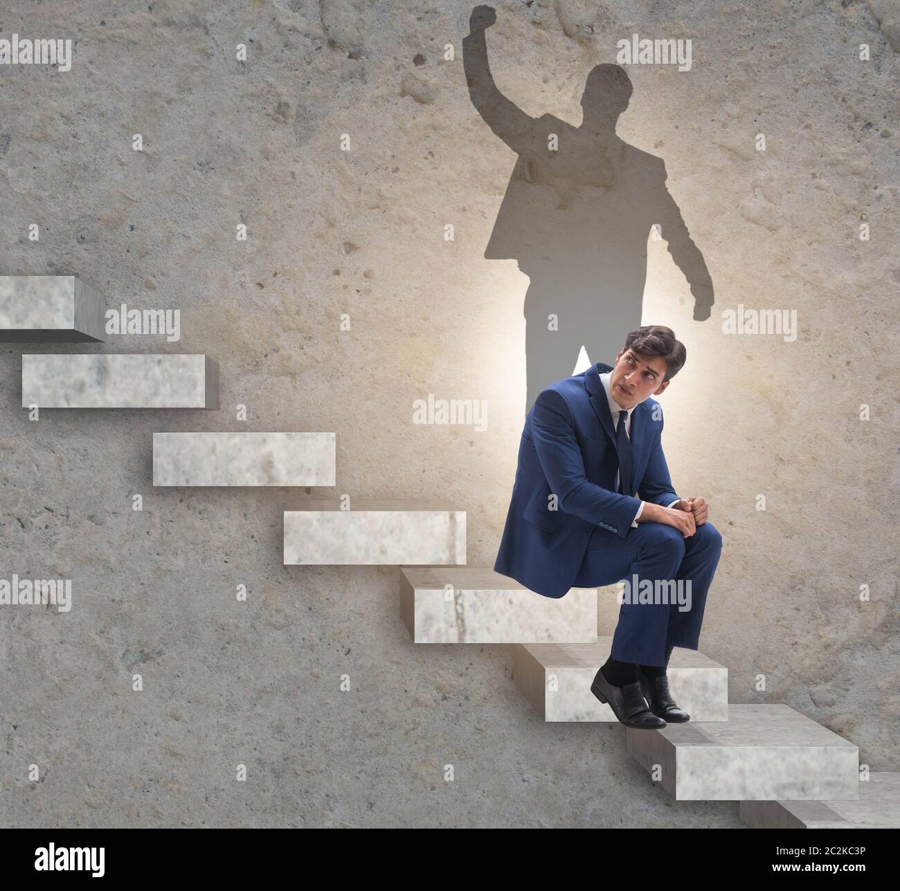 The businessman and his shadow in business concept Stock Photo - Alamy