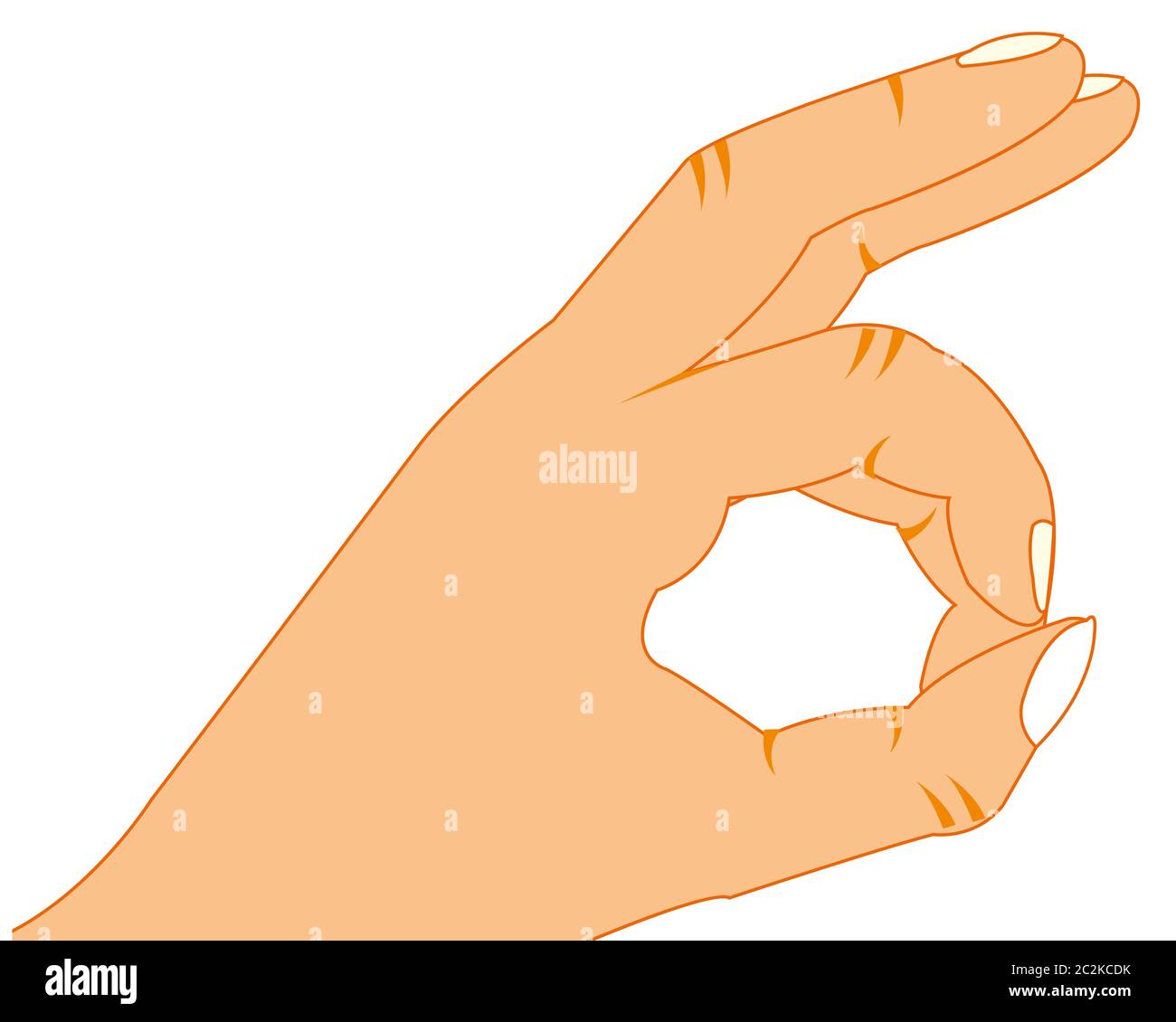 Vector illustration of the hand of the person showing finger circle ...
