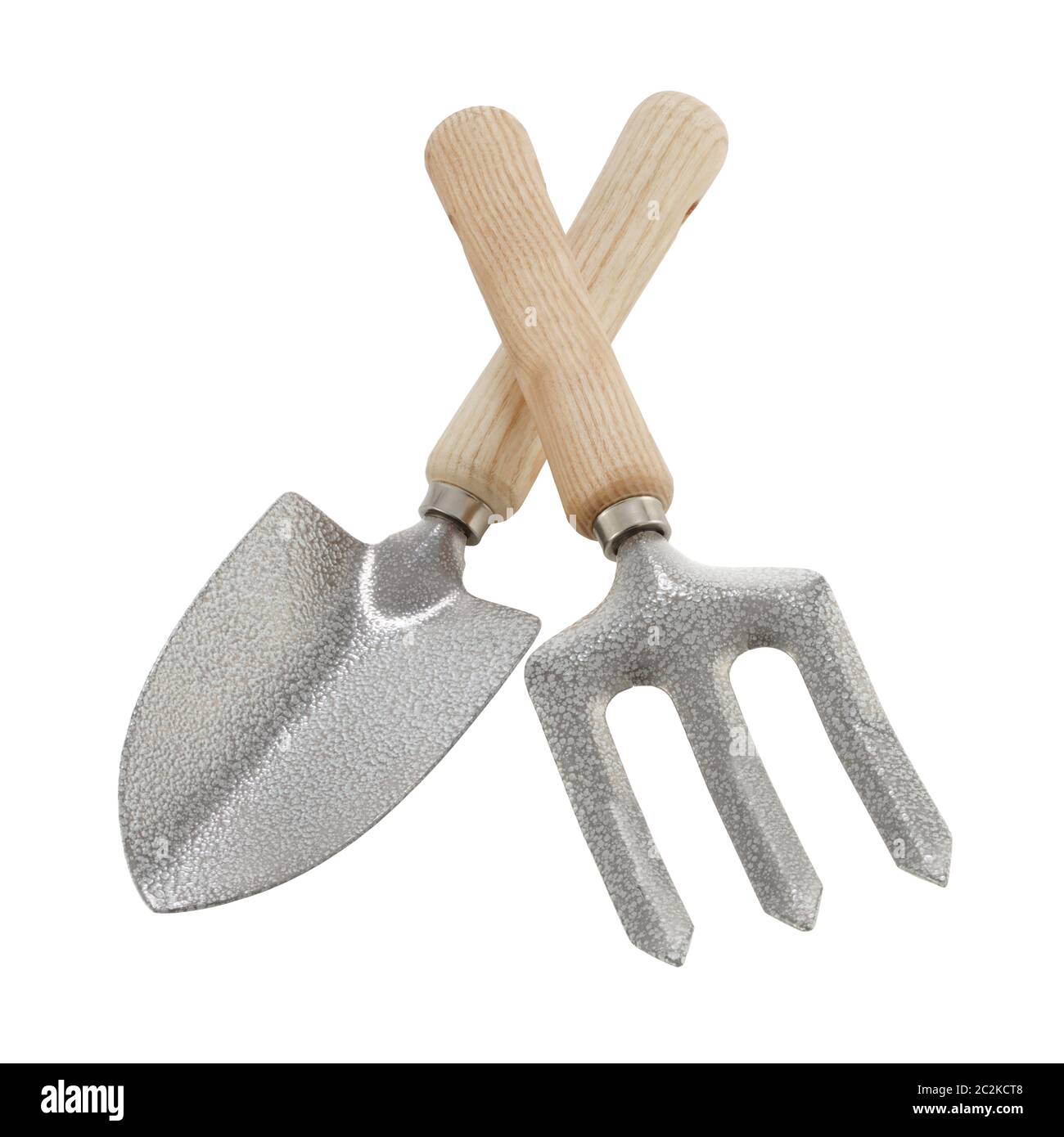 A garden trowel and hand fork set isolated on white with clipping path ...