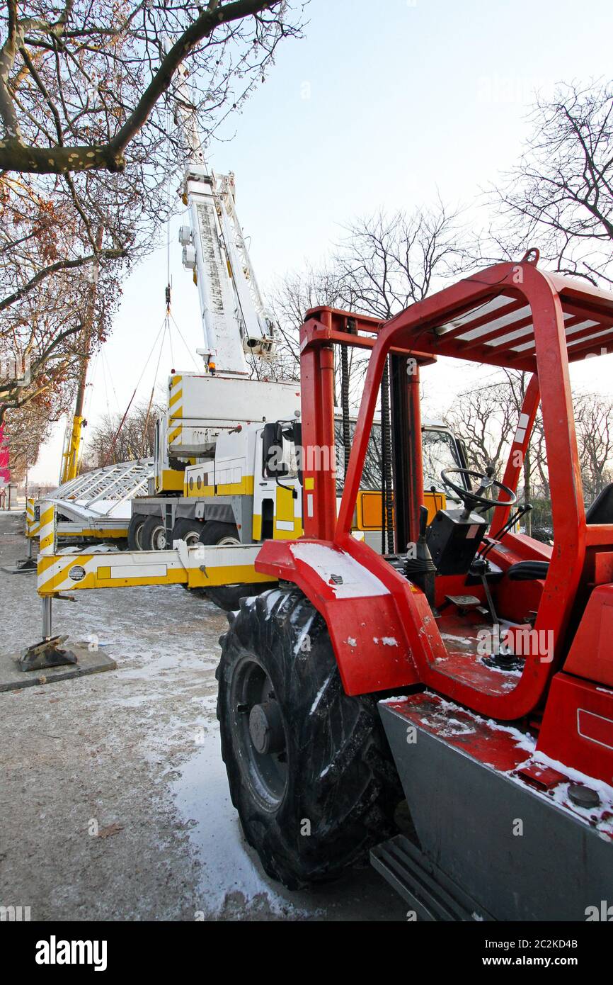 Heavy Weight Equipment Machinery at Construction Site in City Stock ...