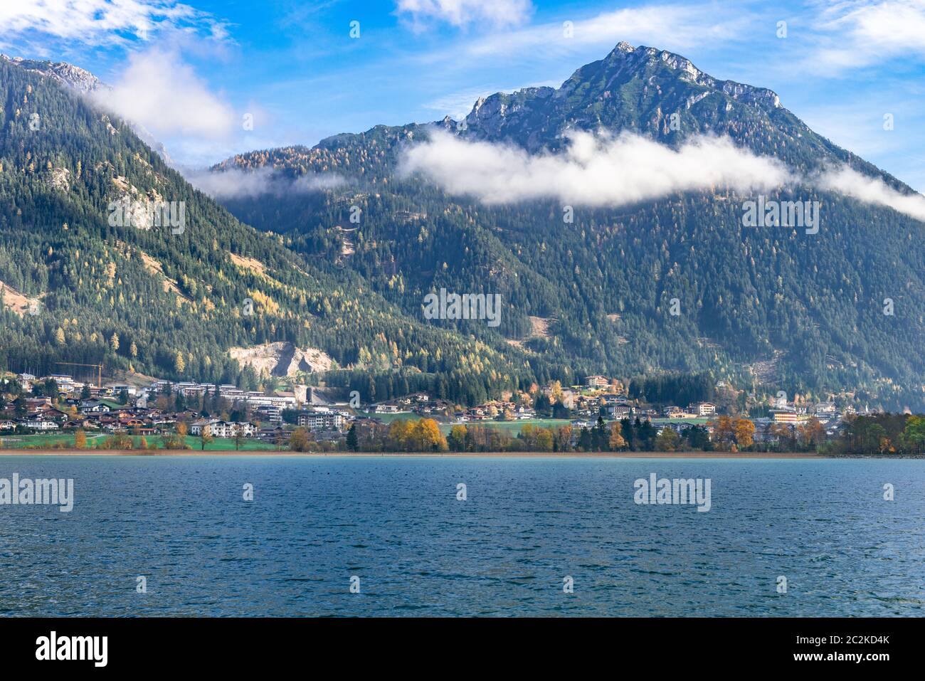 Tourist village Maurach am Achensee in autumn Stock Photo - Alamy