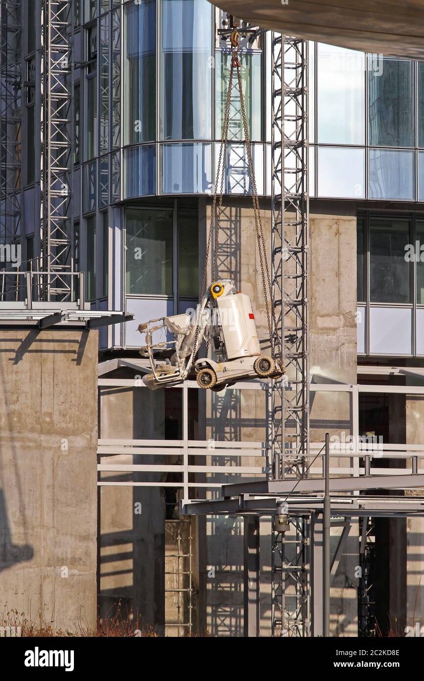 Lifting Machine Platform Utility Crane at Construction Site Stock Photo ...
