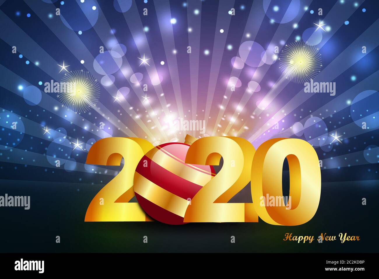 Happy new year greetings 2020 realistic illustration Stock Photo - Alamy