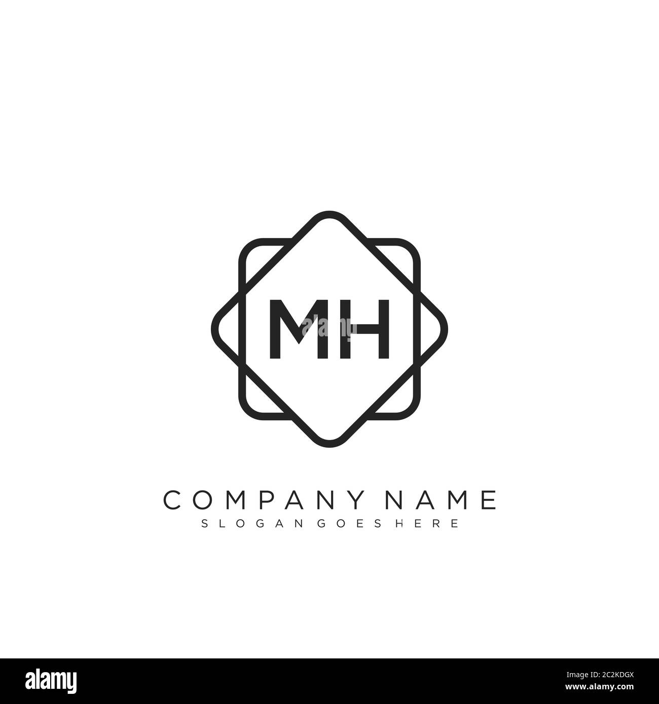 Initial letter MH beauty handwriting logo vector Stock Vector Image ...