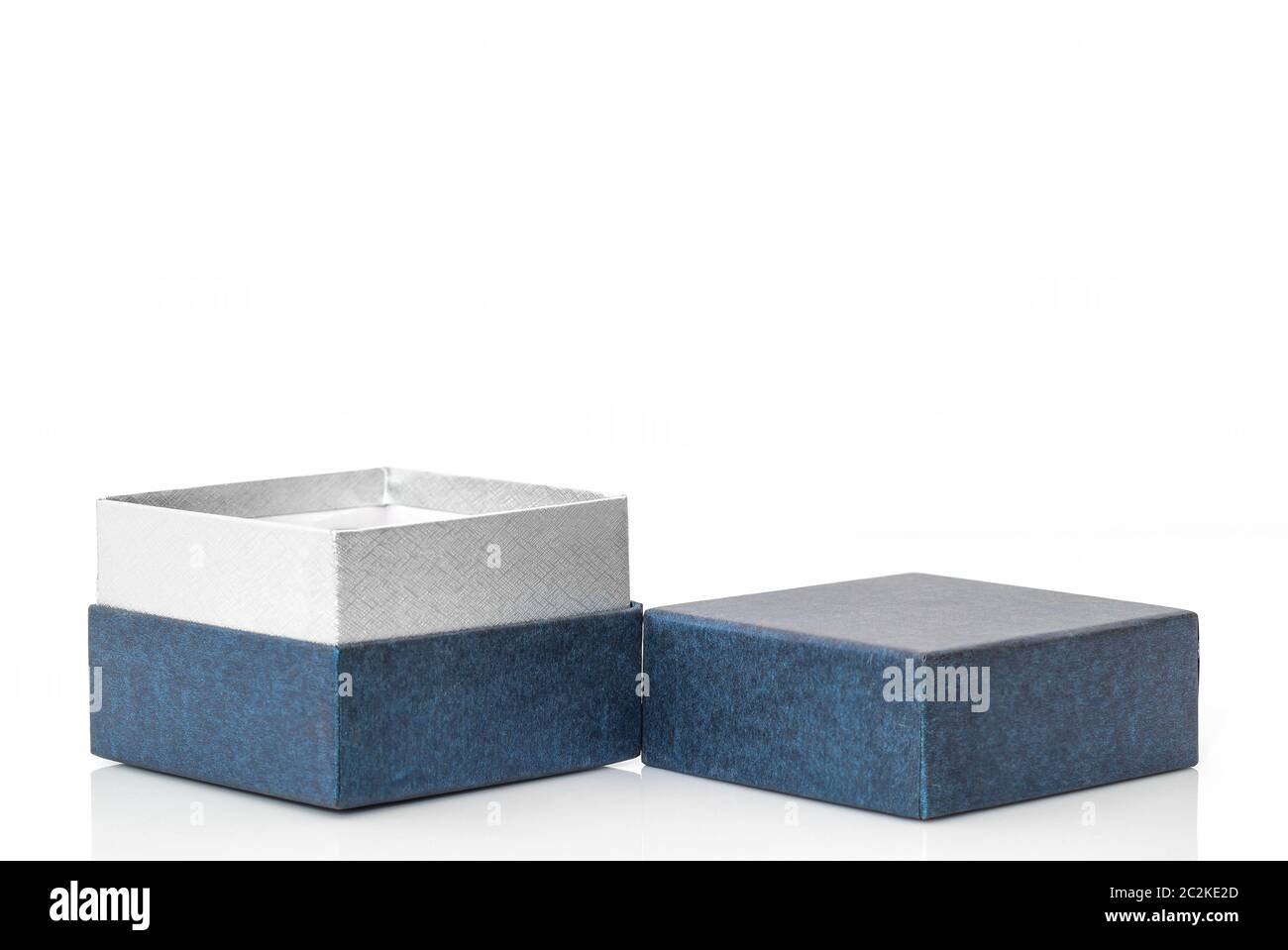 Blue open emtry gift box without ribbon on white background Stock Photo ...