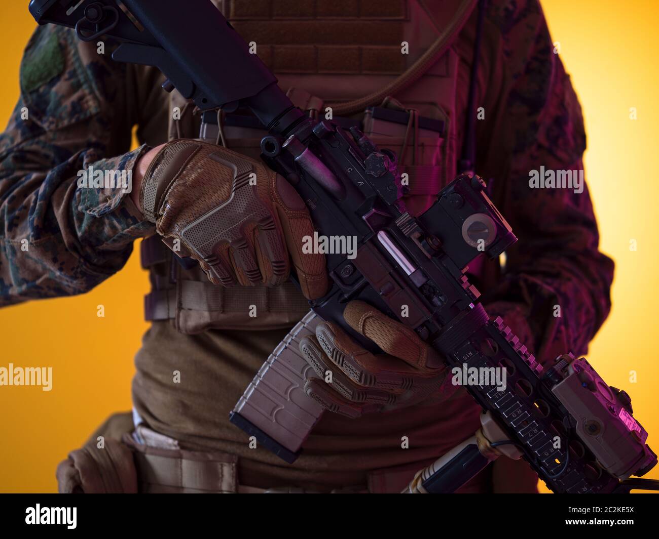 soldier yellow background Stock Photo - Alamy