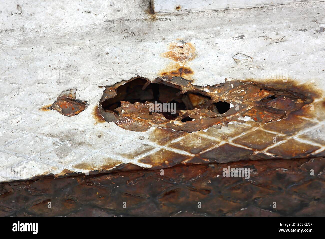 Big Hole in Metal Bridge Rust Damage Problem Stock Photo - Alamy