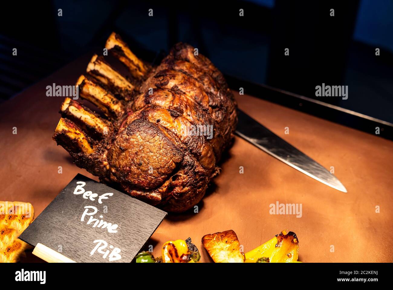 Wagyu beef roast prime rib, Carving food Stock Photo - Alamy