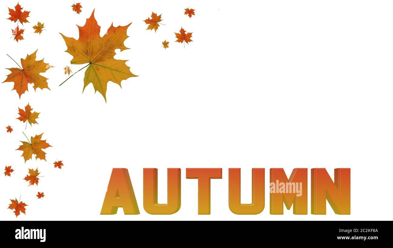Autumn leaves and lettering Stock Photo - Alamy