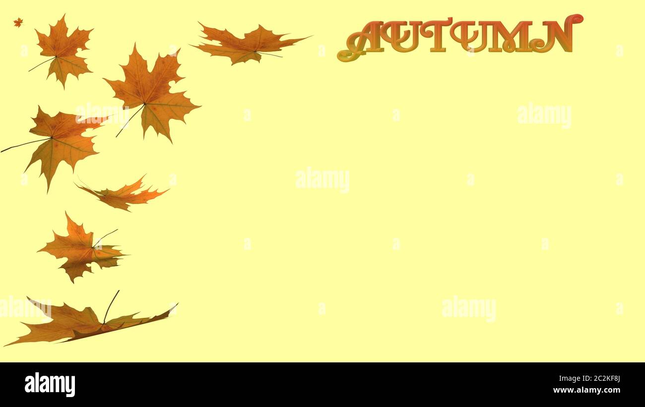 Autumn leaves and lettering Stock Photo - Alamy