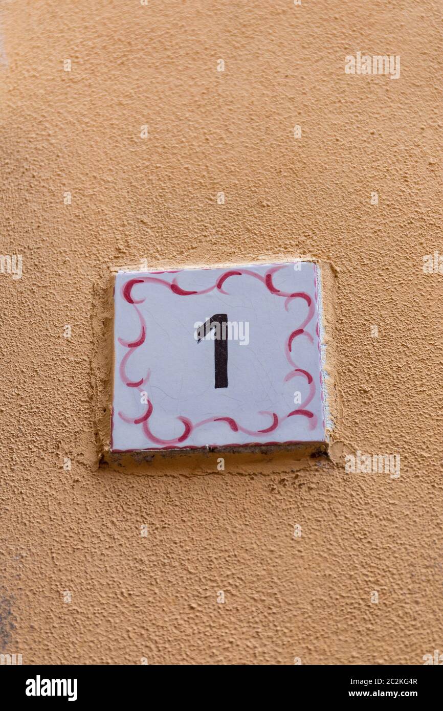 Number One Tile at House Wall Stock Photo - Alamy