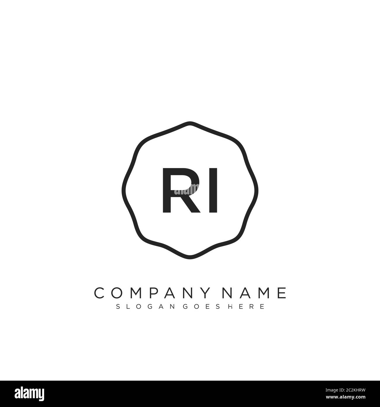 Initial letter RI beauty handwriting logo vector Stock Vector Image ...