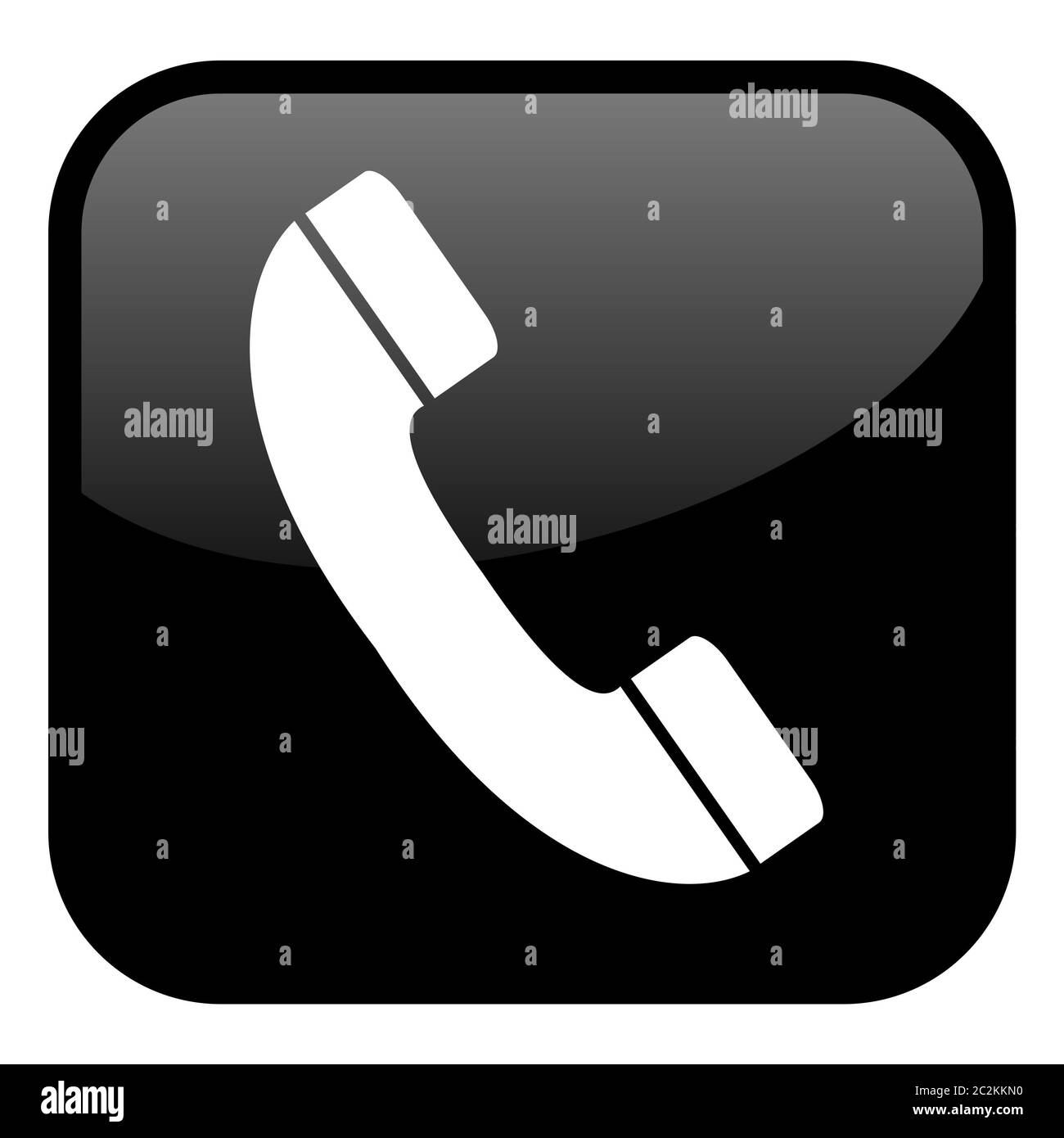 Shiny isolated black Button: Telephone or Hotline icon Stock Photo - Alamy