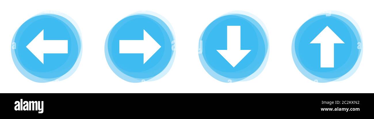 Isolated light blue round Buttons with Arrow Icons in all directions ...