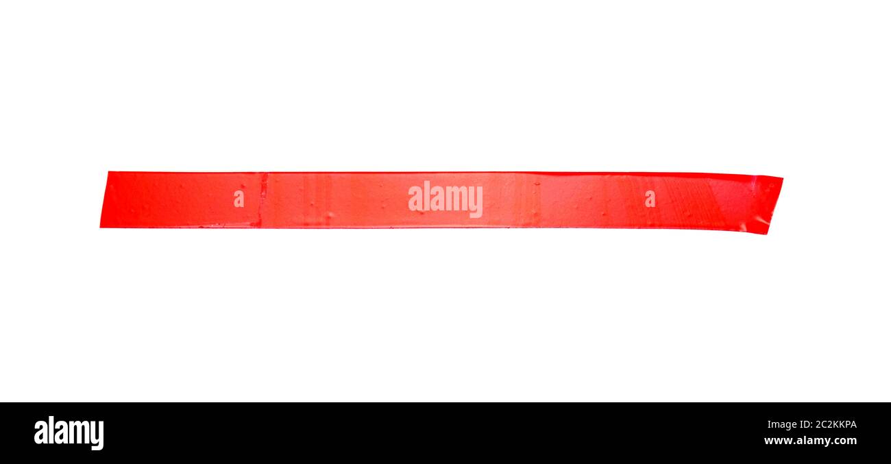 Long red tape stripe banner on white background Stock Photo - Alamy